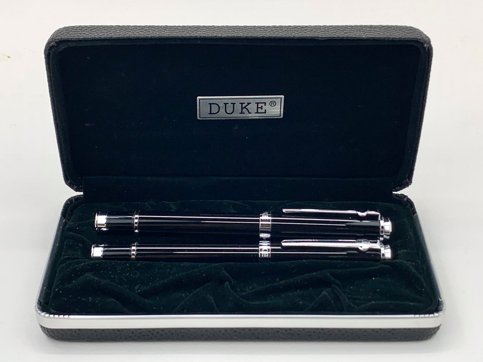 Duke Lux Germany Black And Chrome Fountain And Ballpoint Pen Set W/box ...