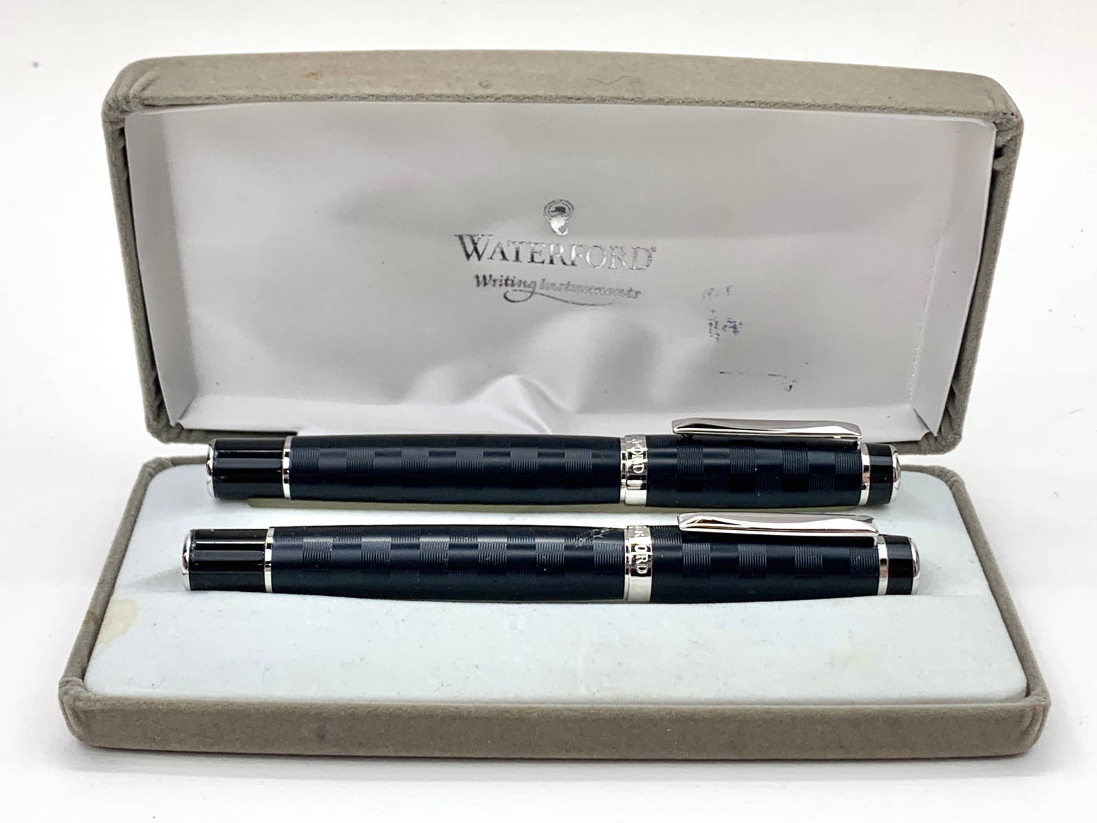 Waterford Textured Black And Chrome Fountain And Ballpoint Pen W/box ...