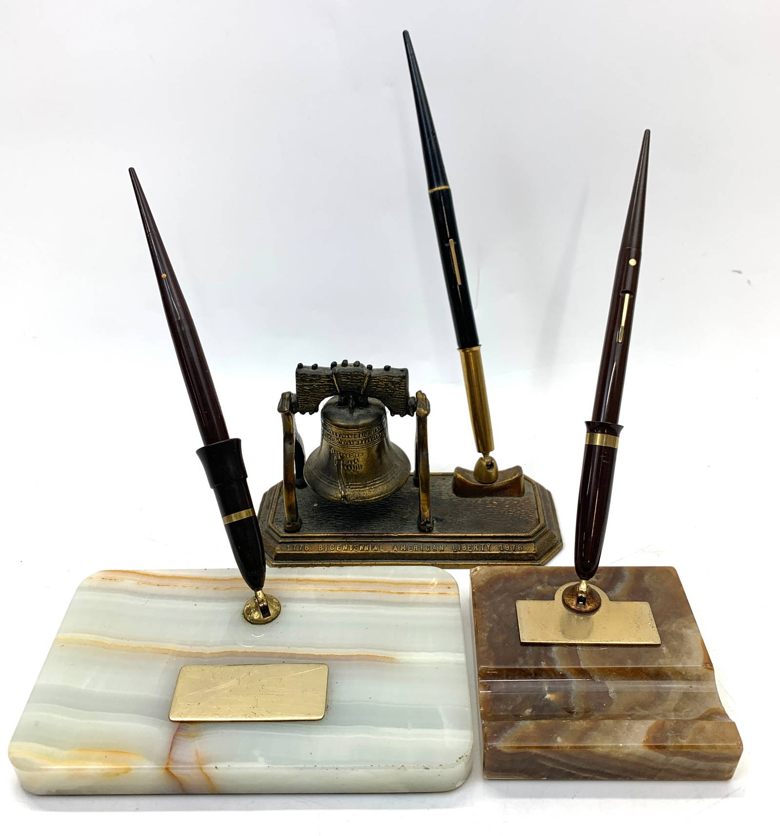 Two Sheaffer White Dot Lifetime Fountain Pen Desk Sets With A Third ...