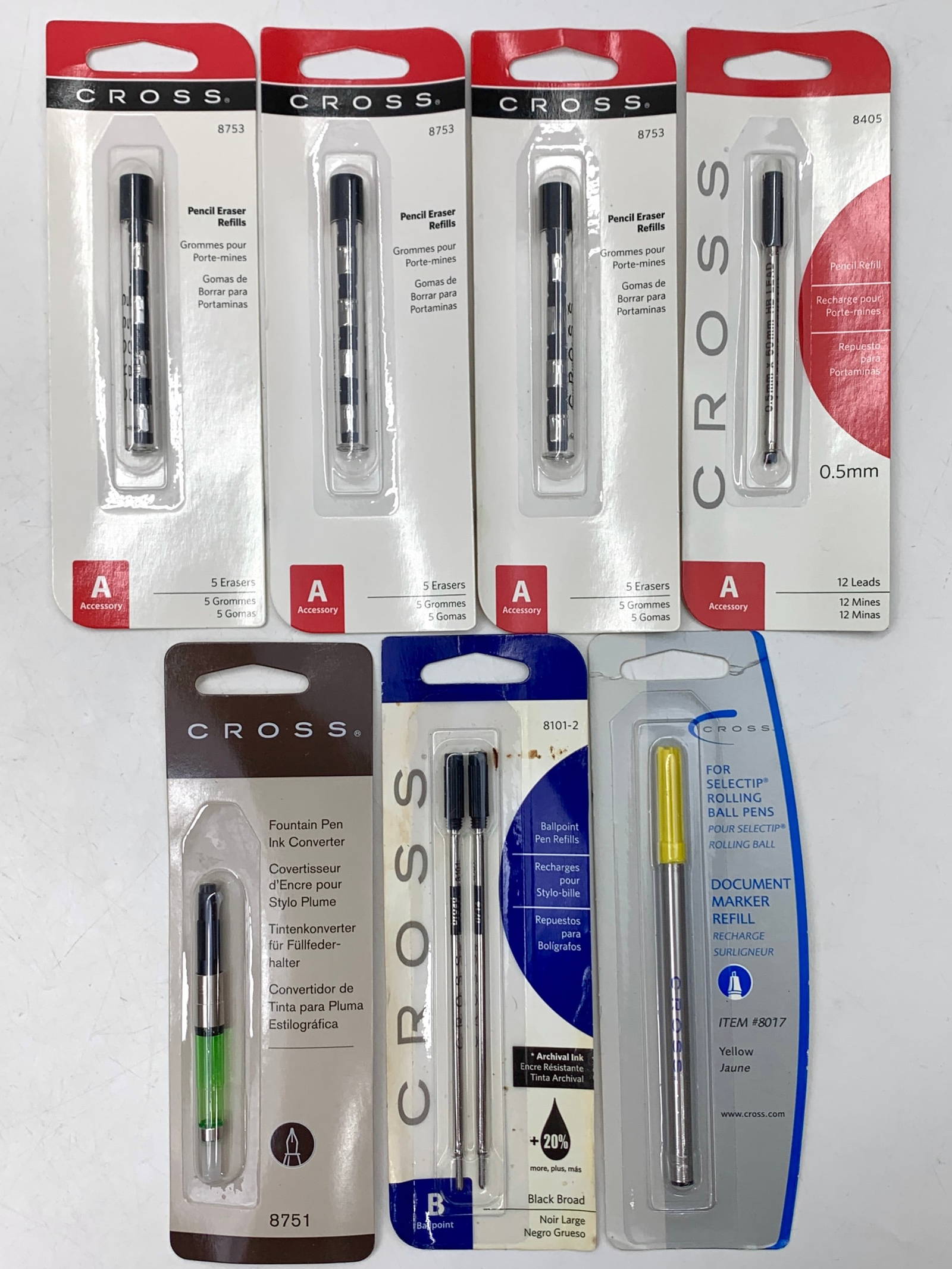 Cross 8753 Erasers, 8405 Lead, 8751 Fountain Pen Converter, Blue 8101 ...