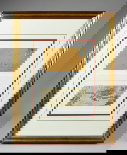 Framed 1862 Richmond Confederate One Dollar Note W/ Period Envelope