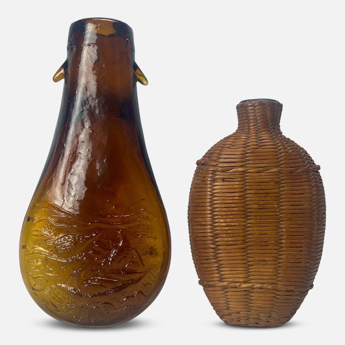 Antique American Amber Molded Glass Black Powder Container & Civil War ...