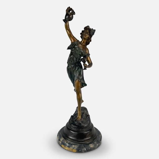 Auguste Moreau (after) "wine Dancer" Bronze Sculpture