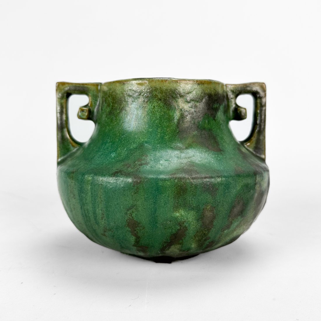 Signed Fulper Art Pottery Vase #452 Chinese Style Double Scroll Handles ...