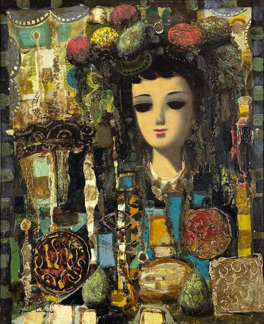 Jean Calogero Surrealist Oil On Canvas Framed Painting Auction