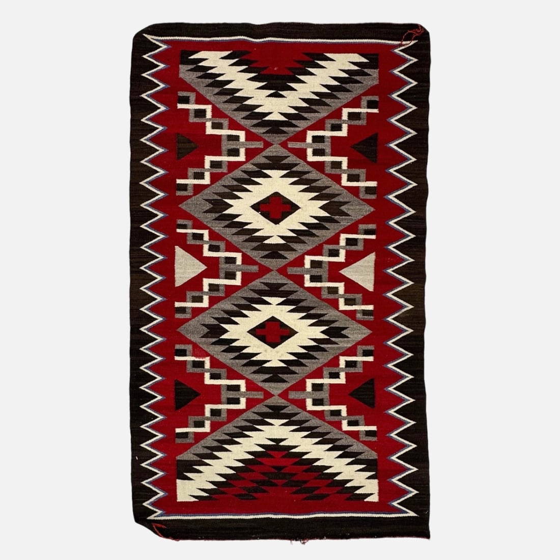 Vintage Mid 20thc Navajo Native American Wool Blanket Red, White, Black ...