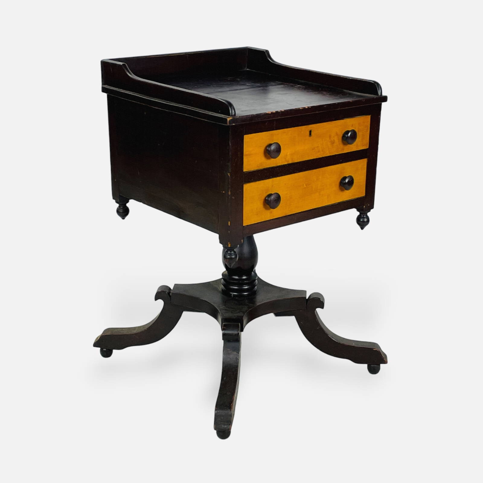 Antique Federal Two-drawer Work Table Pedestal Sewing Stand W ...