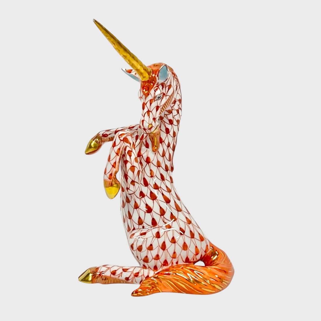 Fine Herend Unicorn Rust Fishnet 15350/vh Porcelain Figurine Auction