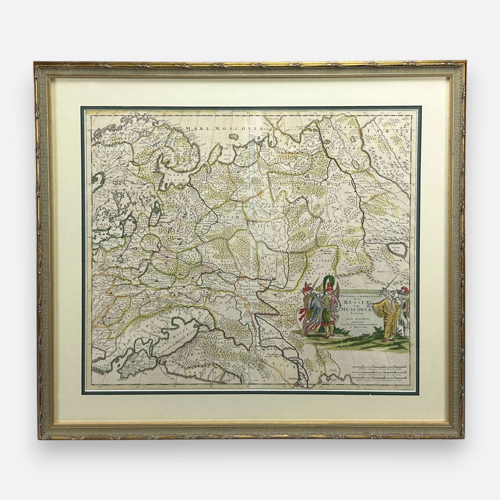Justus Danckerts Antique 17thc Framed Hand Colored Dutch Map Of Russia ...