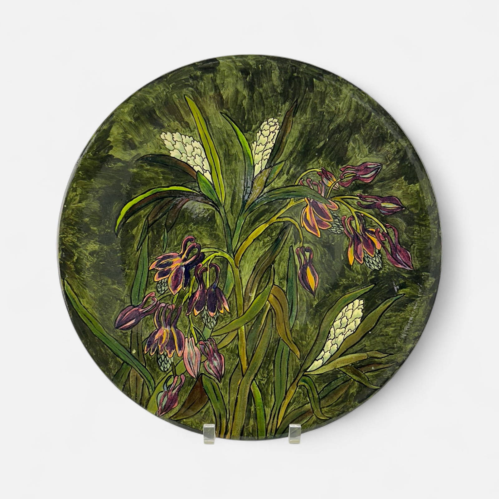 Large Cincinnati School 1880s American Art Pottery 16" Charger W ...