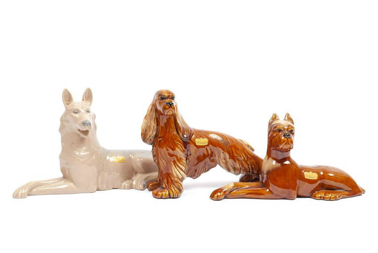 Trio Of Royal Haeger Dog Figurines For Tv Lamps