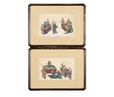 Pair Of Chinese Pith Paintings