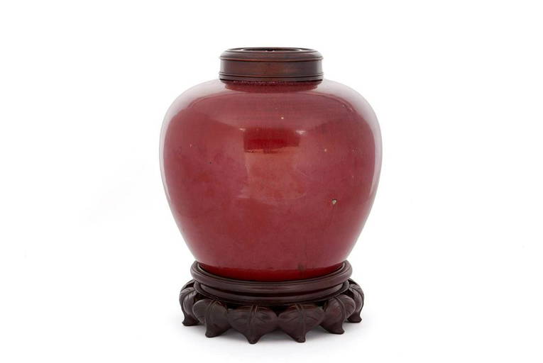 Late Qing Dynasty Chinese Red Flambe Ginger Jar