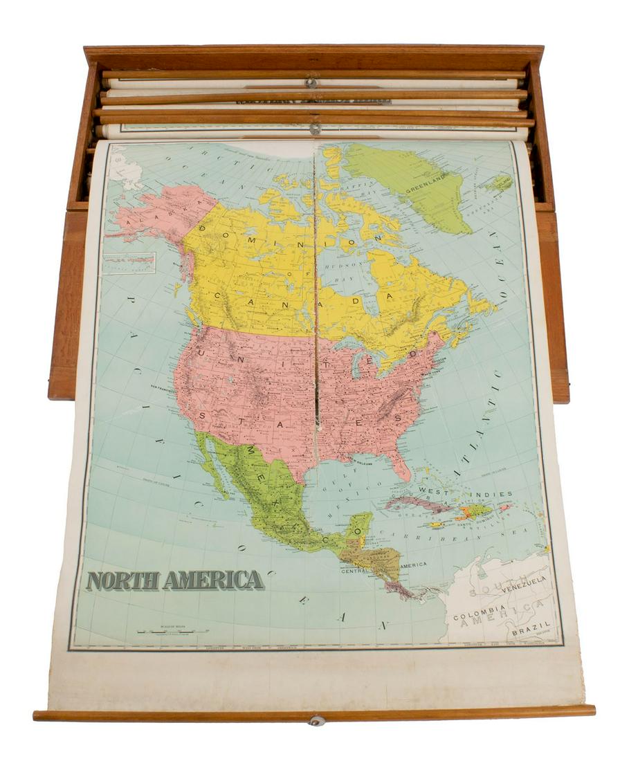 W.m. Welch & Co. "automatic Cabinet" Holding The Maps Of The World Auction