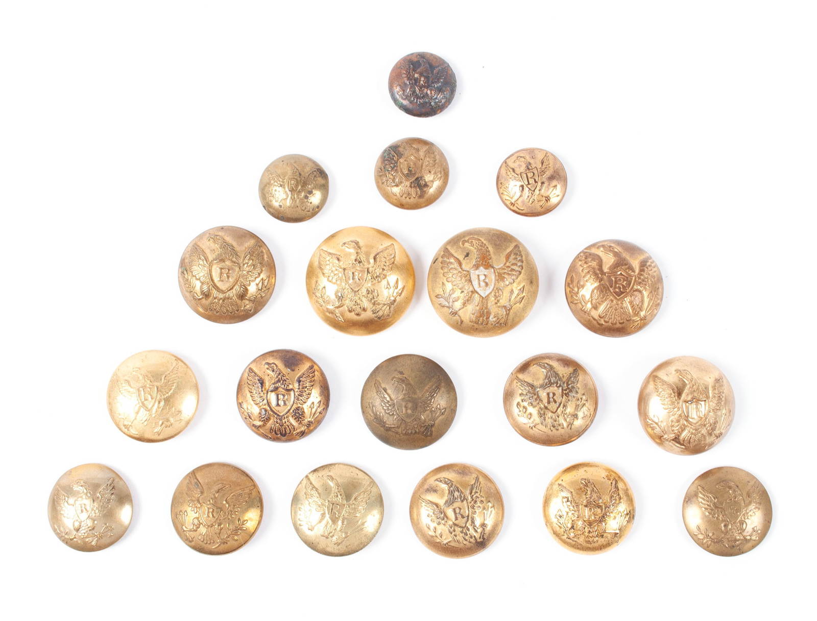 Nineteen Federal Rifleman Eagle Buttons Auction