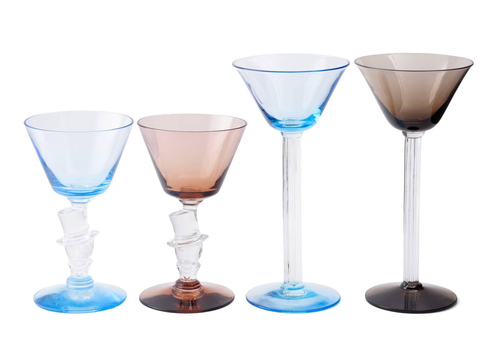 Nineteen-piece Morgantown Mcm Colored Glass Stemware Auction