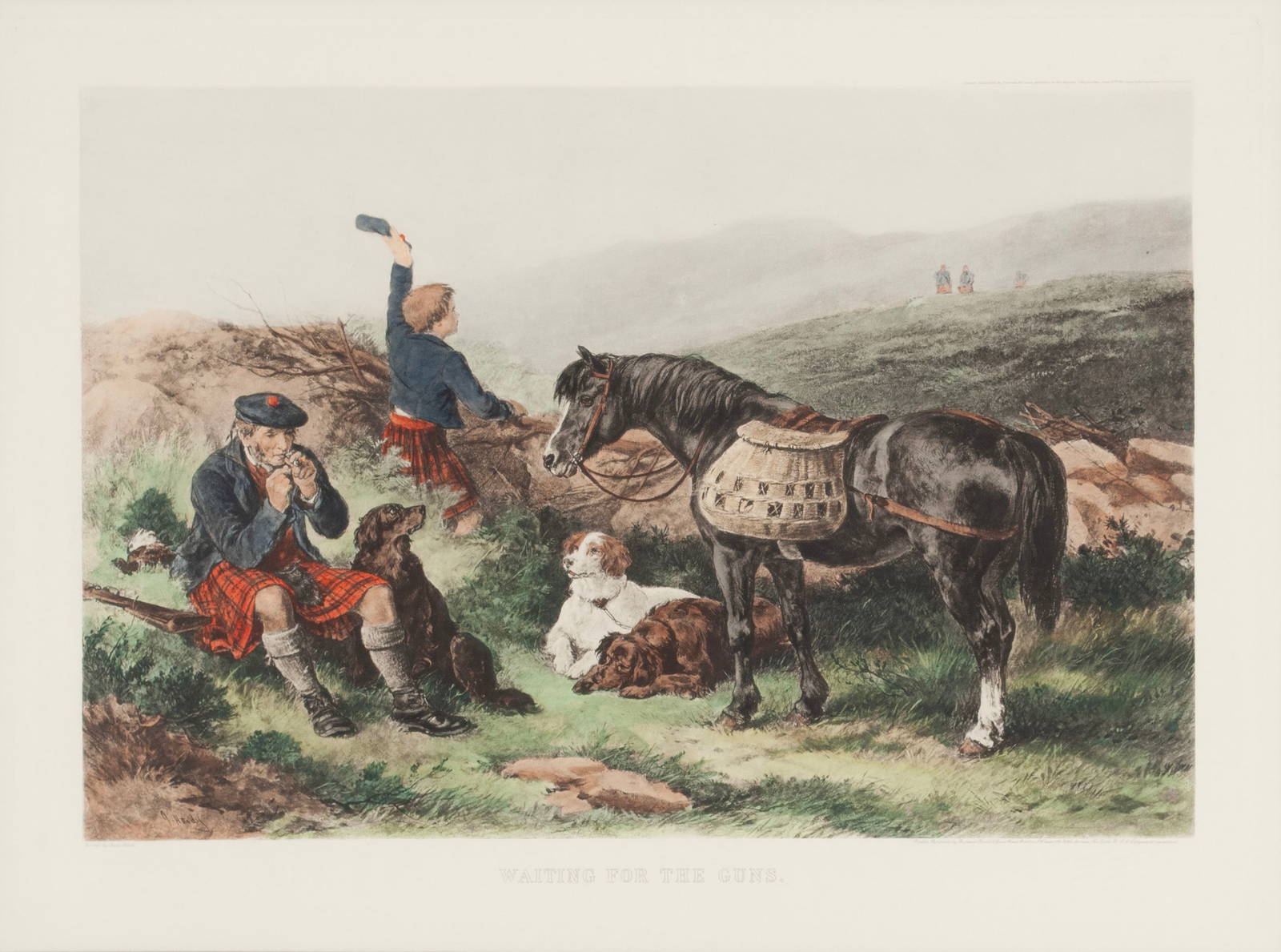 Scottish Hunt Scene Lithograph Auction