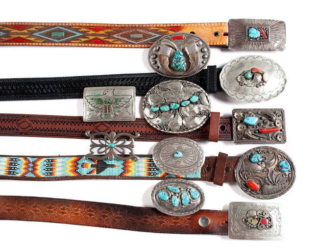 Collection Of Navajo And Zuni Belt Buckles