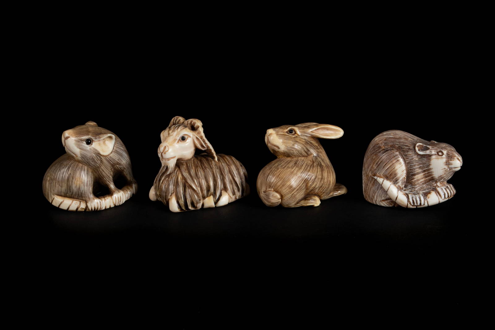 Four Signed Japanese Carved Netsuke Auction