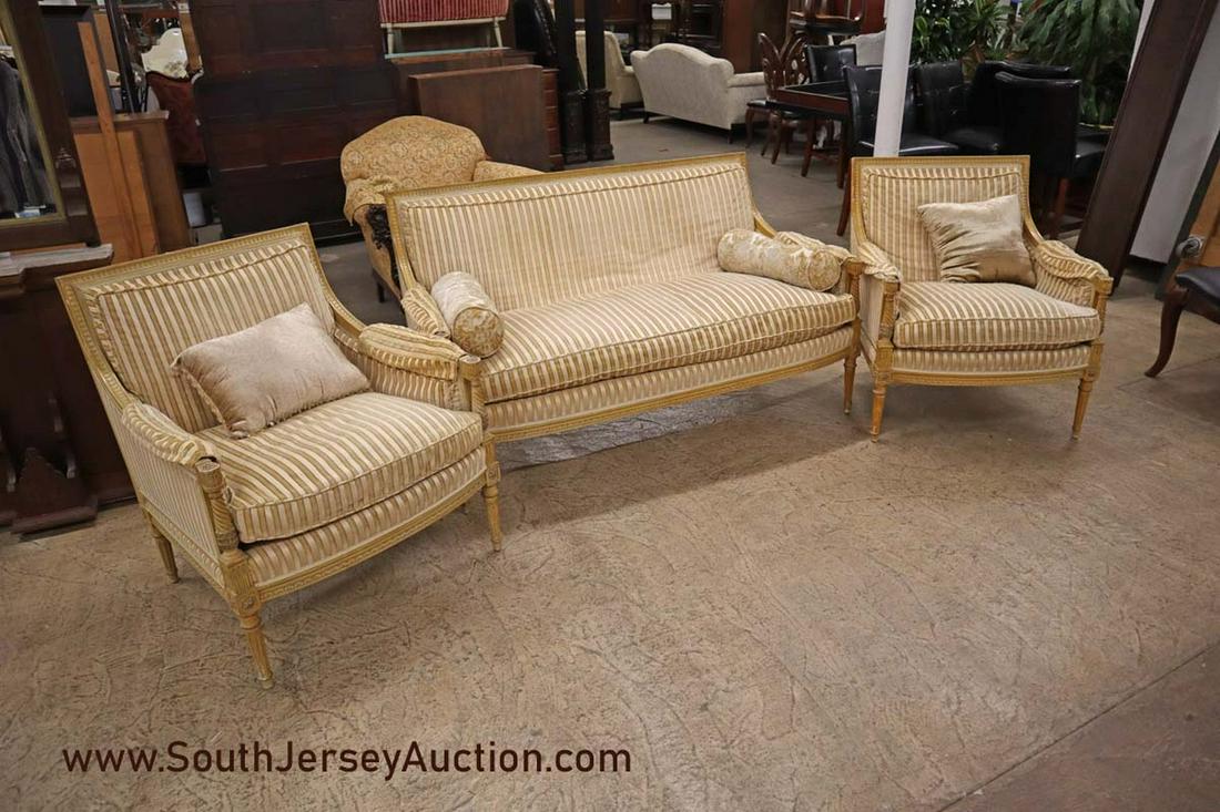 Beautiful 3 Piece Antique French Parlor Set With Accent