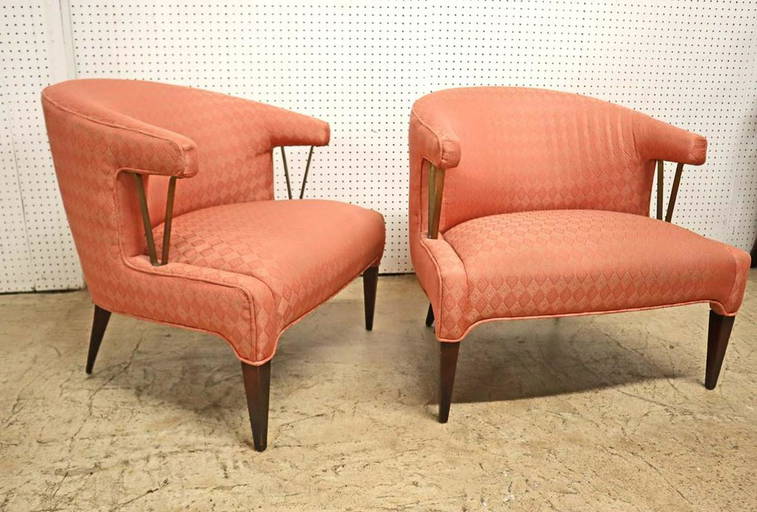 Fantastic Pair Mcm Upholstered Club Chairs