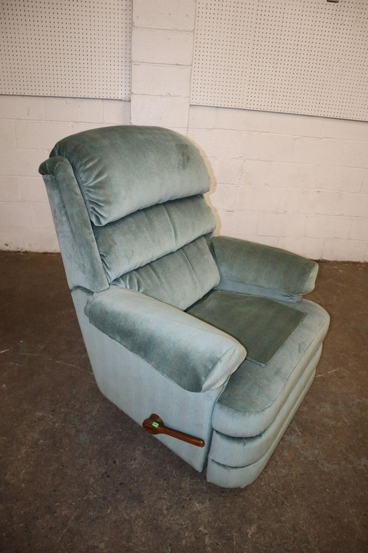 Vintage La Z Boy Recliner Seafoam Blue Velour