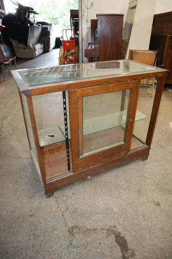 Antique Oak Sliding Door Showcase