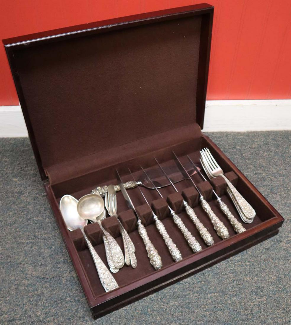 22pc Steiff sterling silver flatware mahogany box - Jun 19, 2022 ...