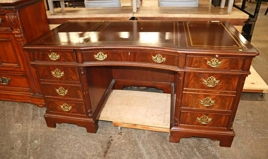 Sligh burl mahogany leather top executrix desk - Jun 19, 2022 | South ...