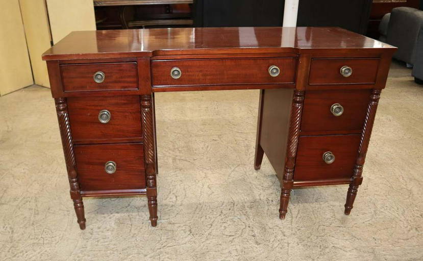 Vintage Kindel Solid Mahogany Kneehole Desk