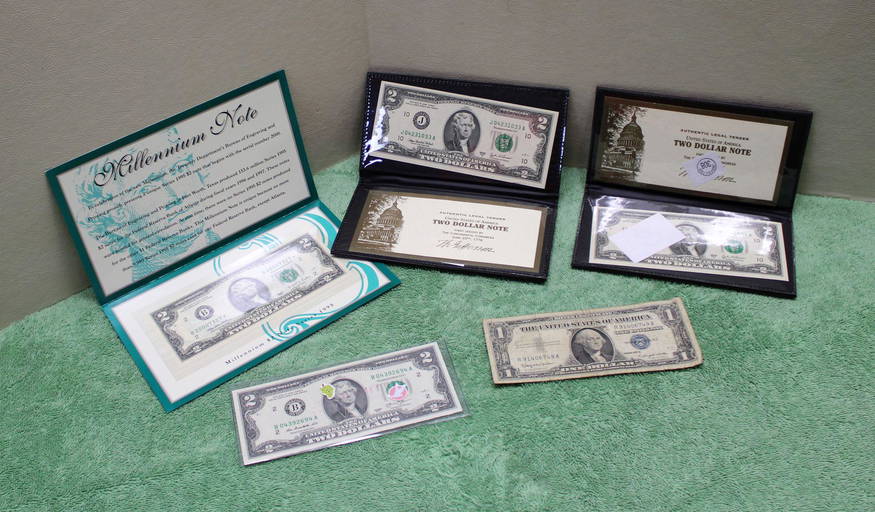 Group Lot Of Us $2 Bills And 1 Silver Certificate Us Dollar Bill ...