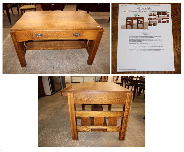 Antique Wolverine Furniture Oak Library Table