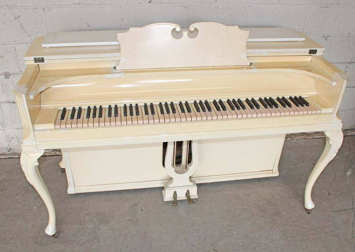 Vintage Sohmer And Company Painted White Spinet Piano