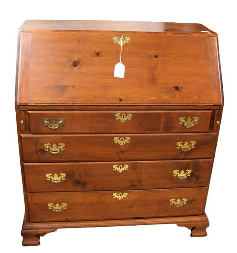 Tom Seely Knotty Pine Dove Tailed Secretary With Key