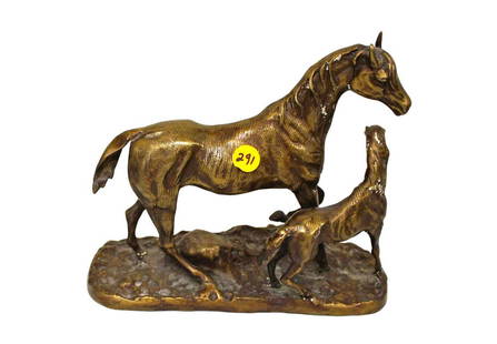 Bronze Horse And Colt Statue