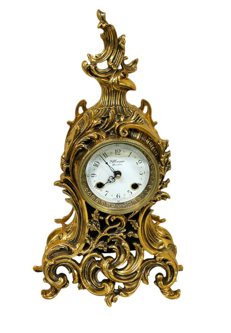 Mozer Made In London French Style Brass Clock With Weights, Key And ...