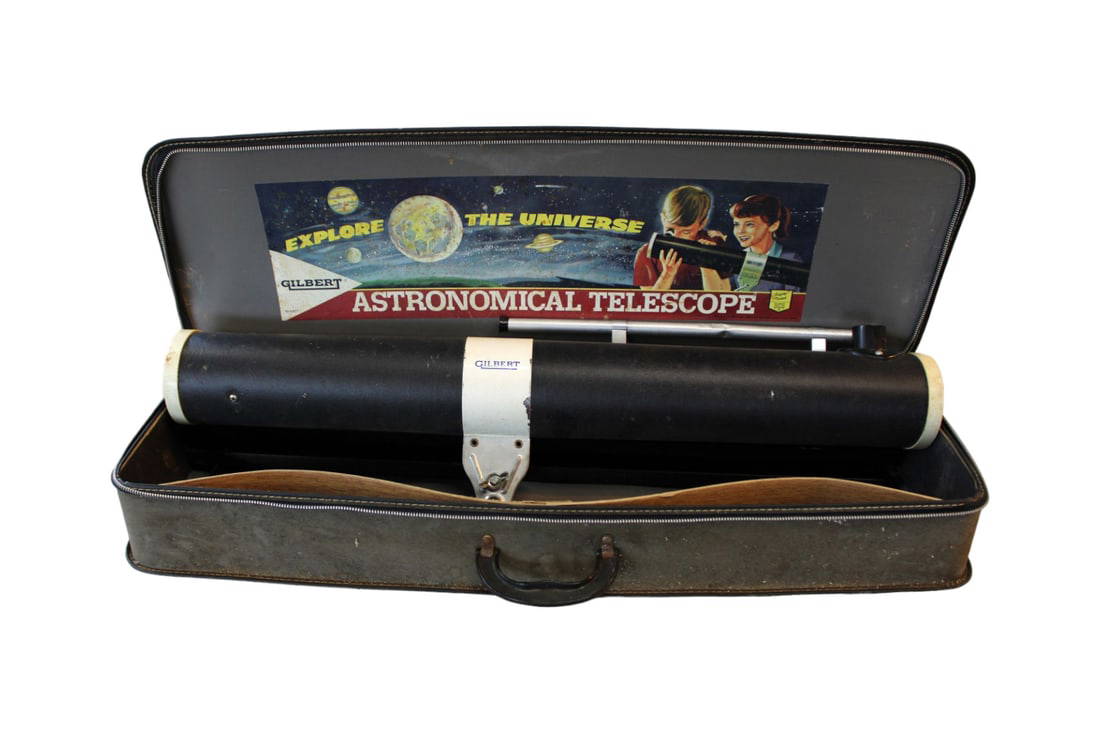 Vintage Gilbert #13211 80 Power Telescope In Case, Original Artwork Auction