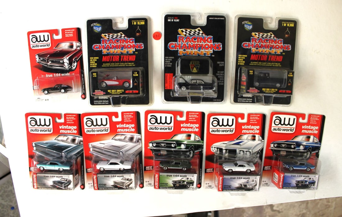9 Aw Auto World Cars, 1/64 Scale, Original Packaging Not Opened Auction