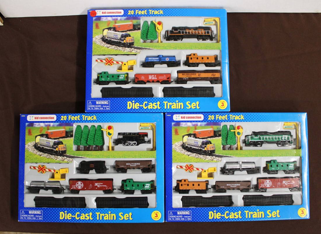 3 Kid Connection Die Cast Train Sets, Like New In Boxes Auction