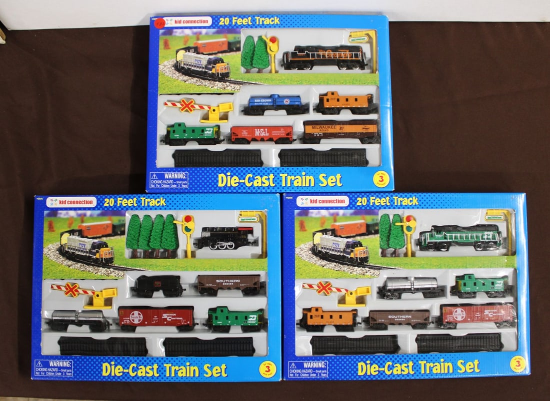 3 Kid Connection Die Cast Train Sets, Like New In Boxes Auction