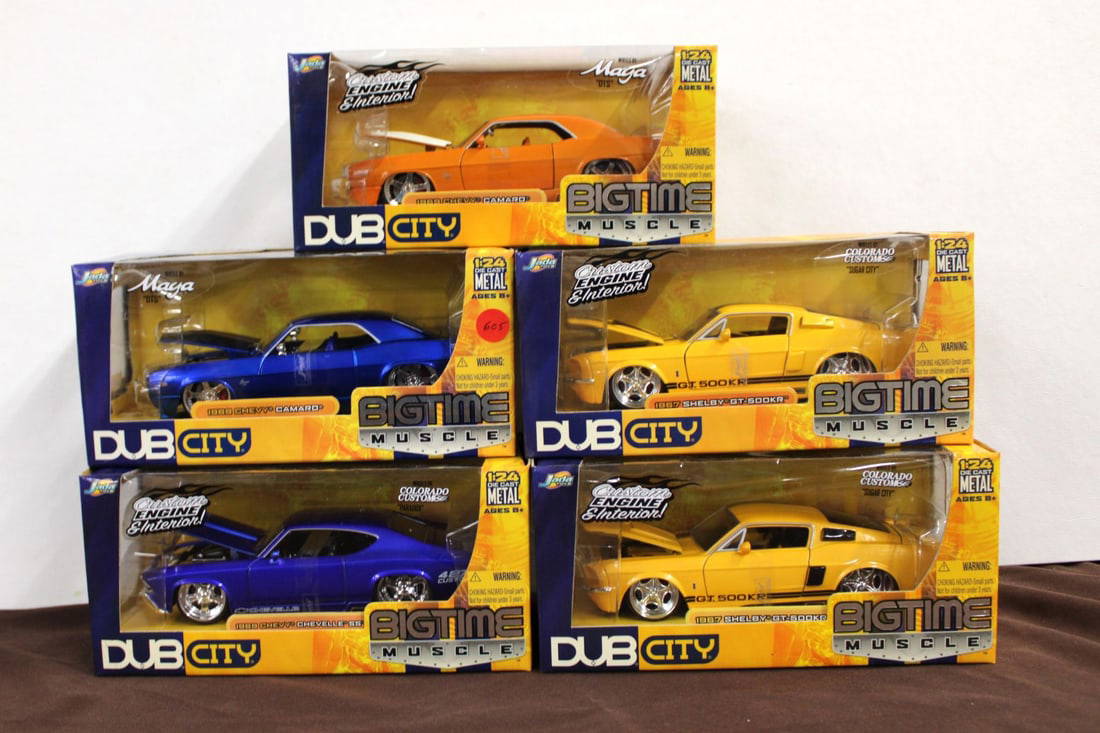 5 Dubb City Big Time Muscle Die Cast Cars 1:24 Scale Jada Toys: (2) '69 ...