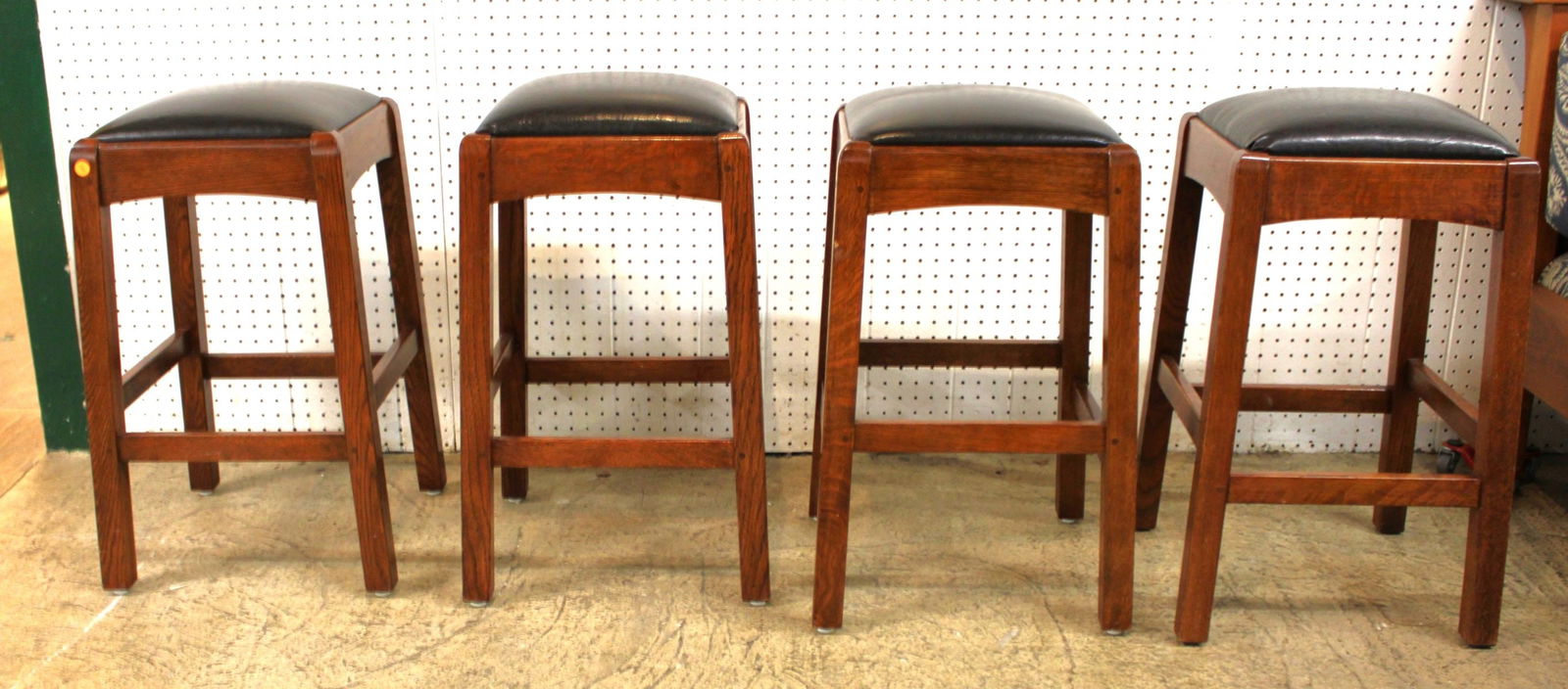 4 Stickley Mission Oak And Leather Stools Auction