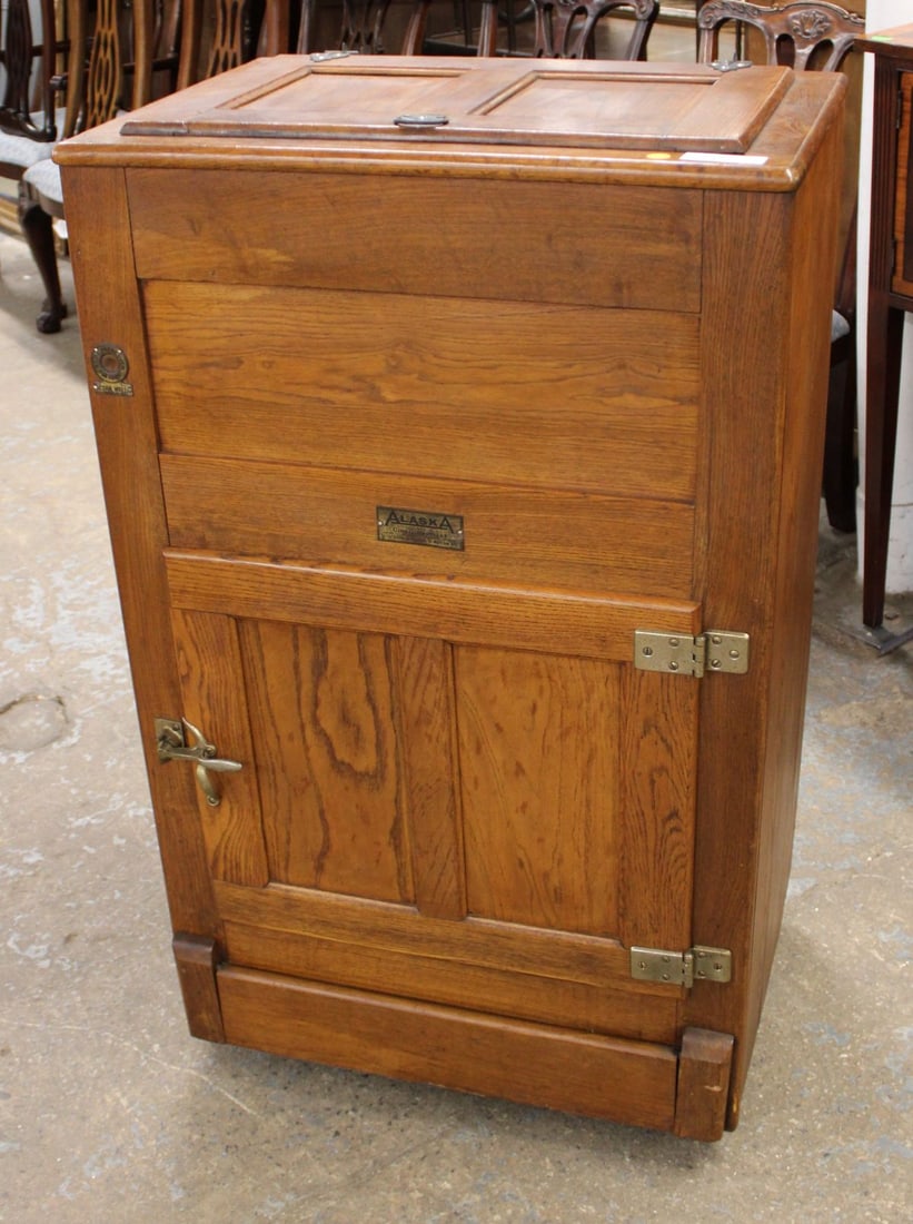 Antique Alaska Gimbel Ice Box, Chestnut / Oak