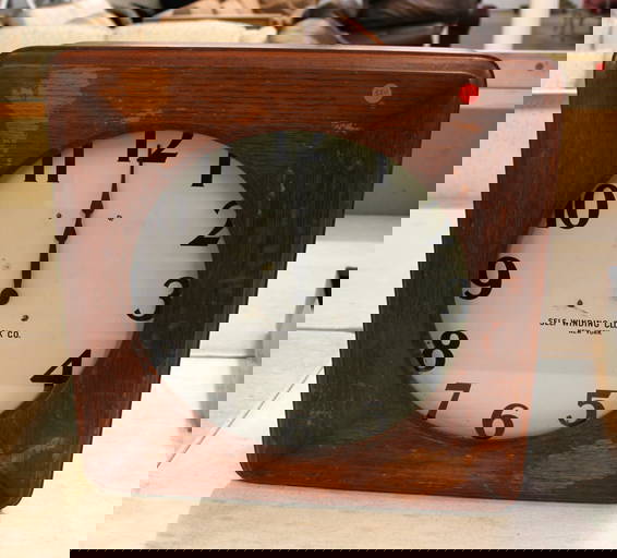 Antique Oak School House Clock, Self Winding Clock Co. New York