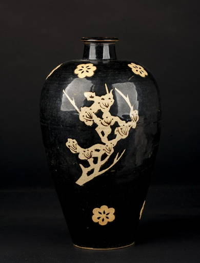 Jizhou Ware Black Glazed Plum Vase,china