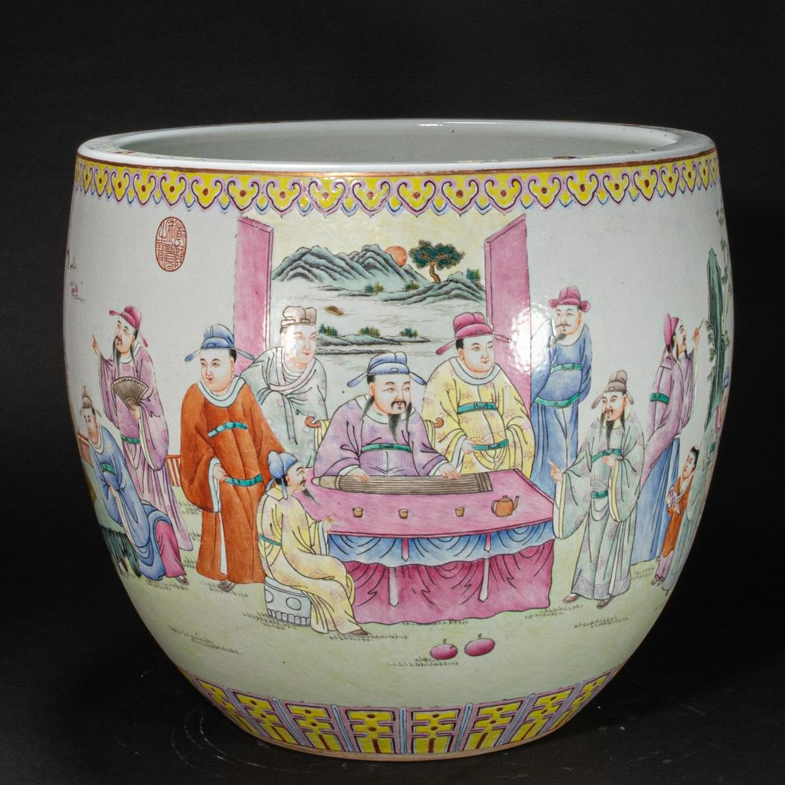 Chinese Powder Enamel Roll Gang, Qing Dynasty