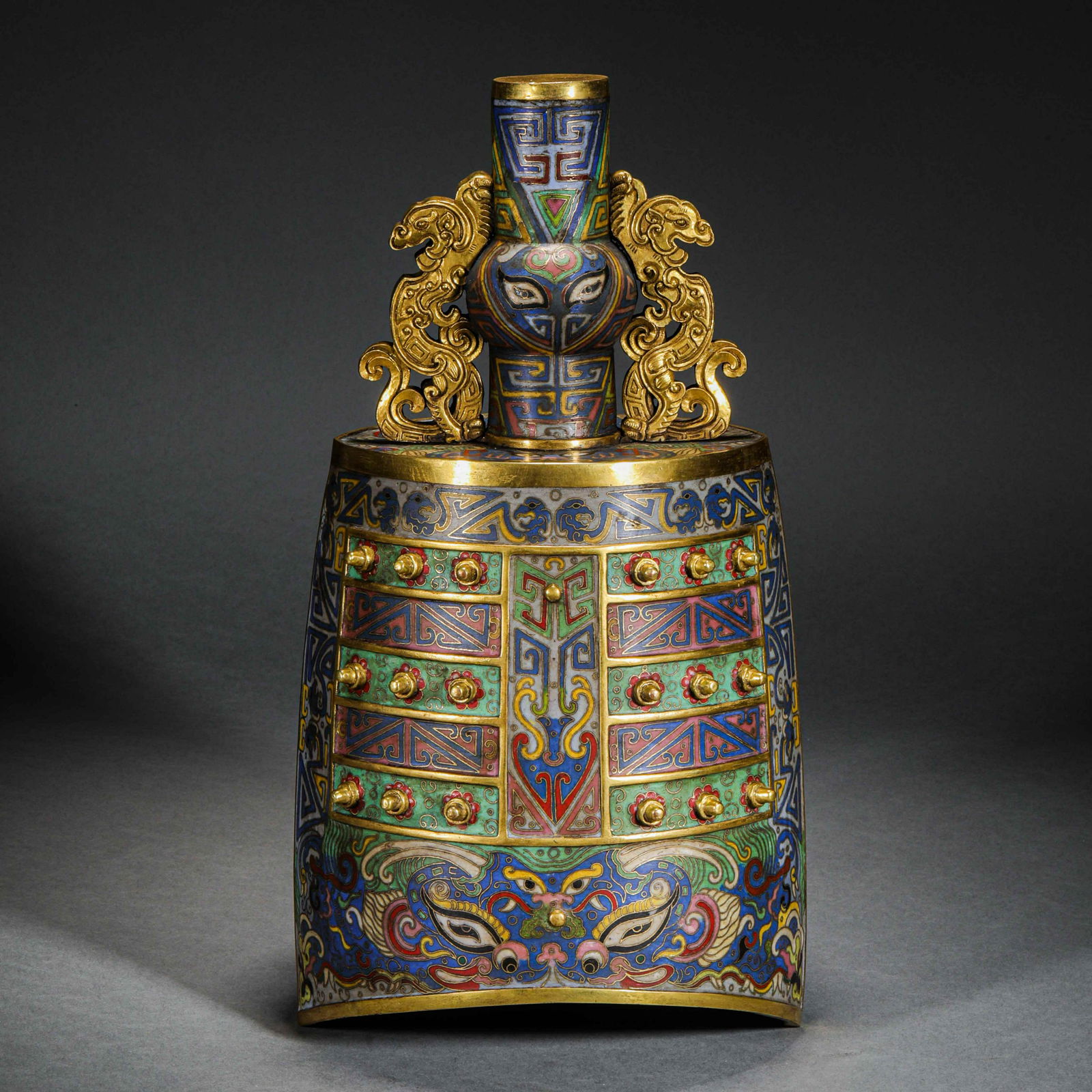 Qing Dynasty Cloisonne Chime Bells With Animal Patterns