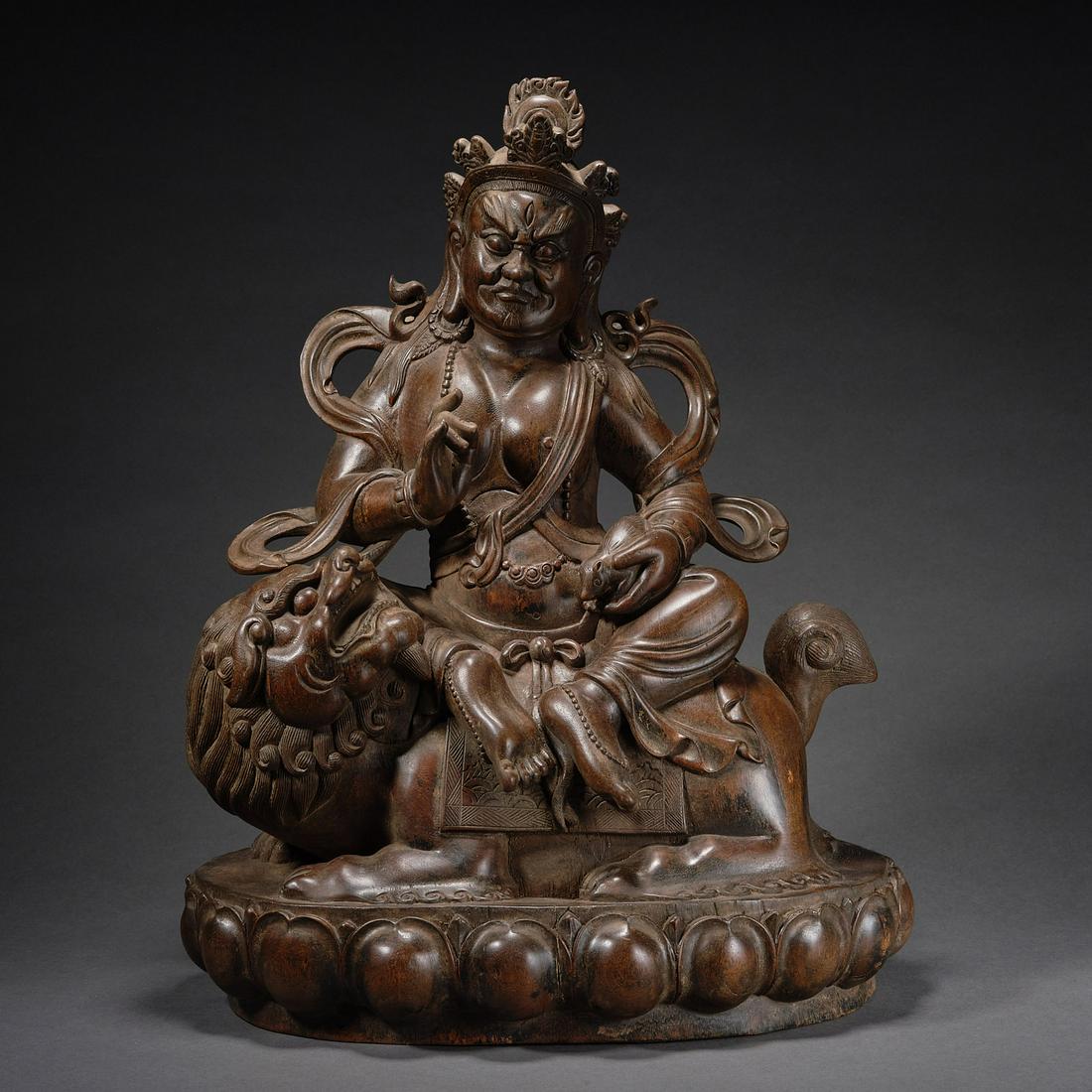 Statue Of Agarwood And Yellow God Of Wealth In Qing Dynasty