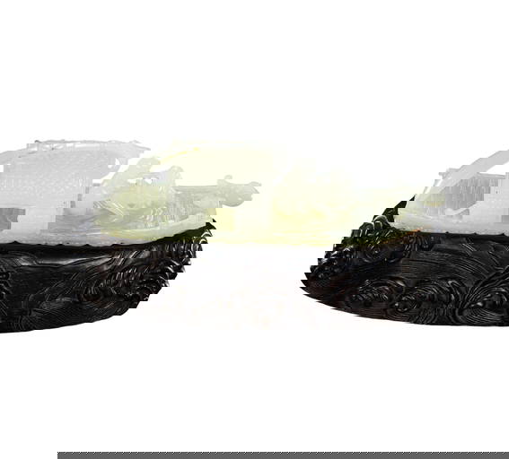 18th Century Chinese Qing Dynasty Hotan White Jade Figure Ship