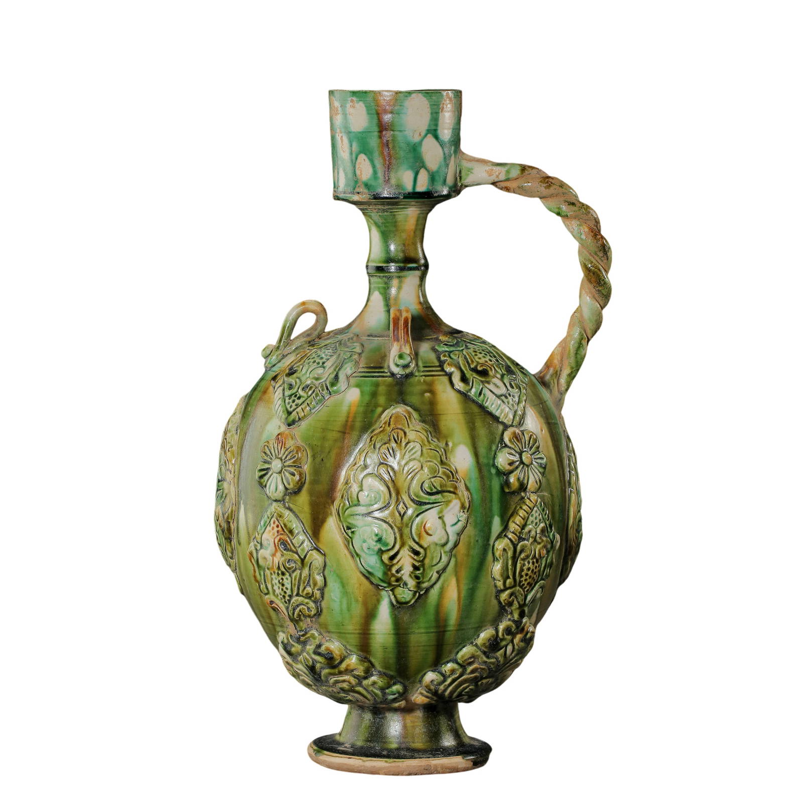 Chinese Tang Dynasty Three-color Green Glaze Teapot Auction